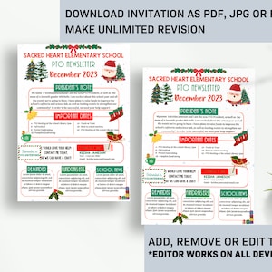 EDITABLE December PTO Newsletter Flyer, School Event, Why Volunteer ...