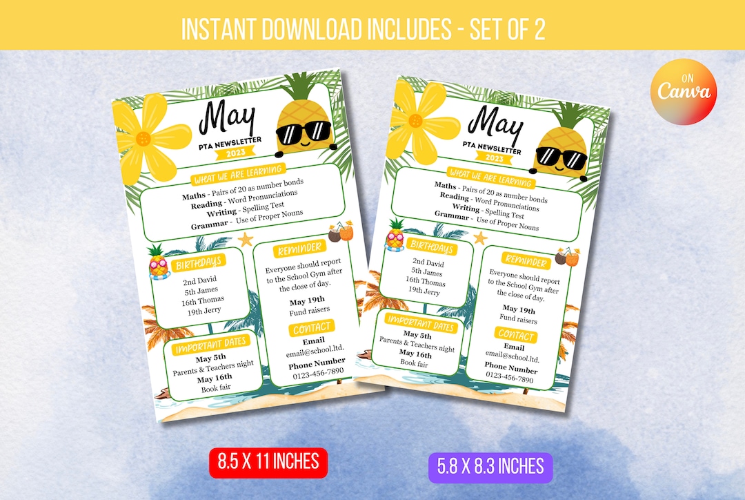 EDITABLE May Newsletter Template, Classroom Printable Handout Flyer ...