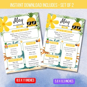 EDITABLE May Newsletter Template, Classroom Printable Handout Flyer ...