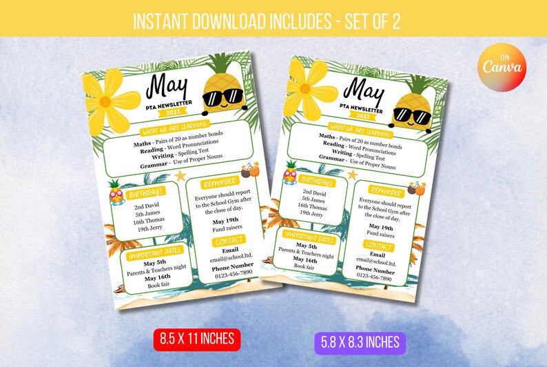 EDITABLE May Newsletter Template, Classroom Printable Handout Flyer ...
