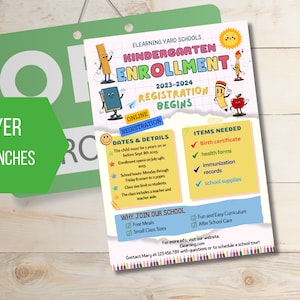 EDITABLE Kindergarten Enrollment Flyer, Registration Flyer, School ...