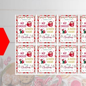 EDITABLE Hot Chocs & Fuzzy Socks Tag, Christmas Gift Tag, Hot Chocolate ...