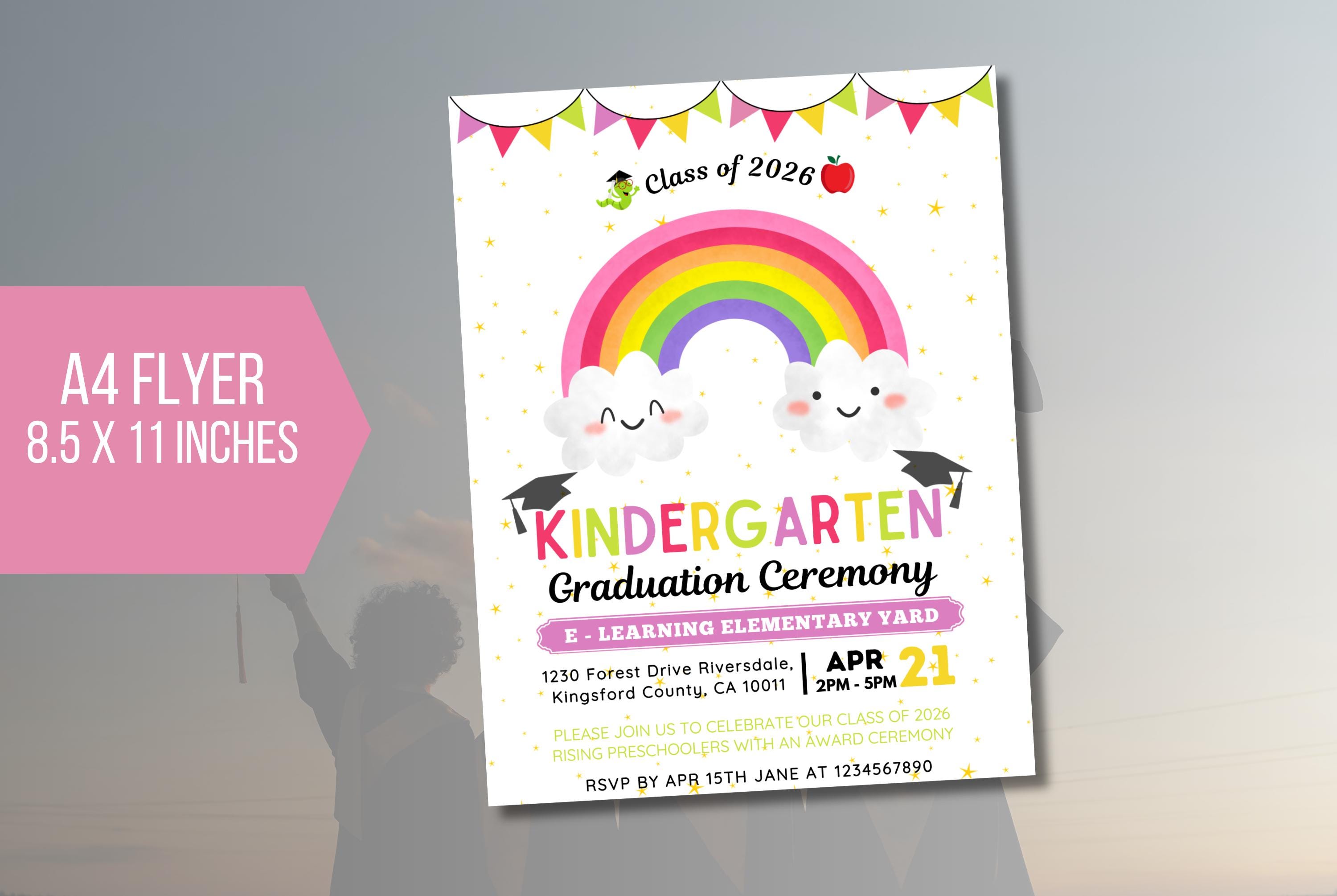EDITABLE Kindergarten Graduation Invitation, Editable Kindergarten ...