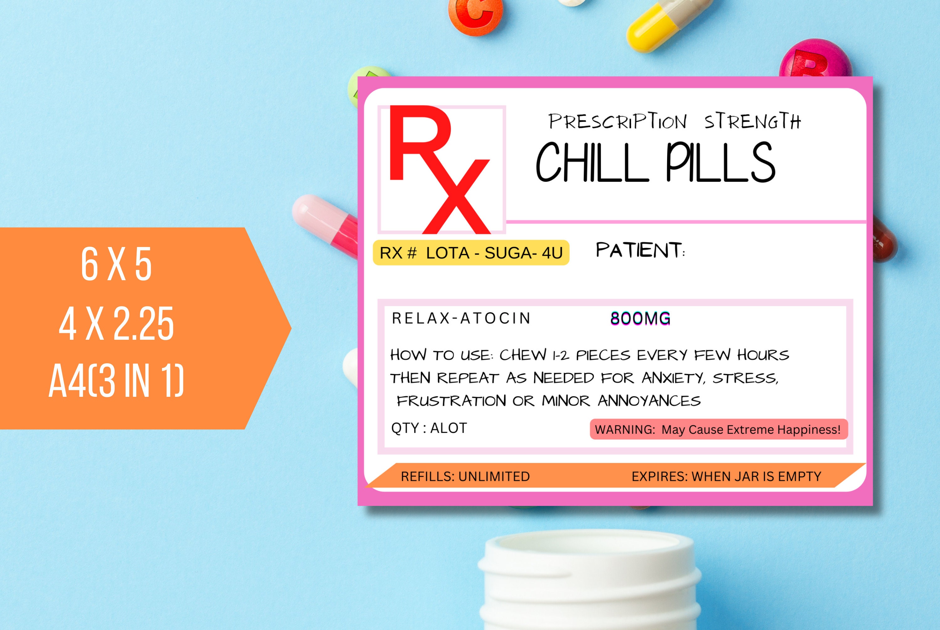 EDITABLE Happy Pills Label Funny Gag Gift Professional Office - Etsy