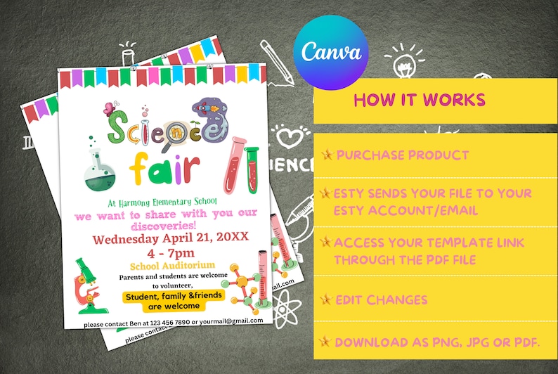 Science Fair Editable Flyer PRINTABLE Template for School - Etsy