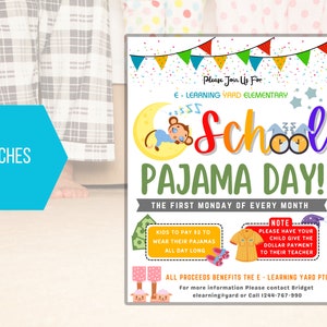 EDITABLE School Pajama Day Flyer, School Spirit Party, School ...