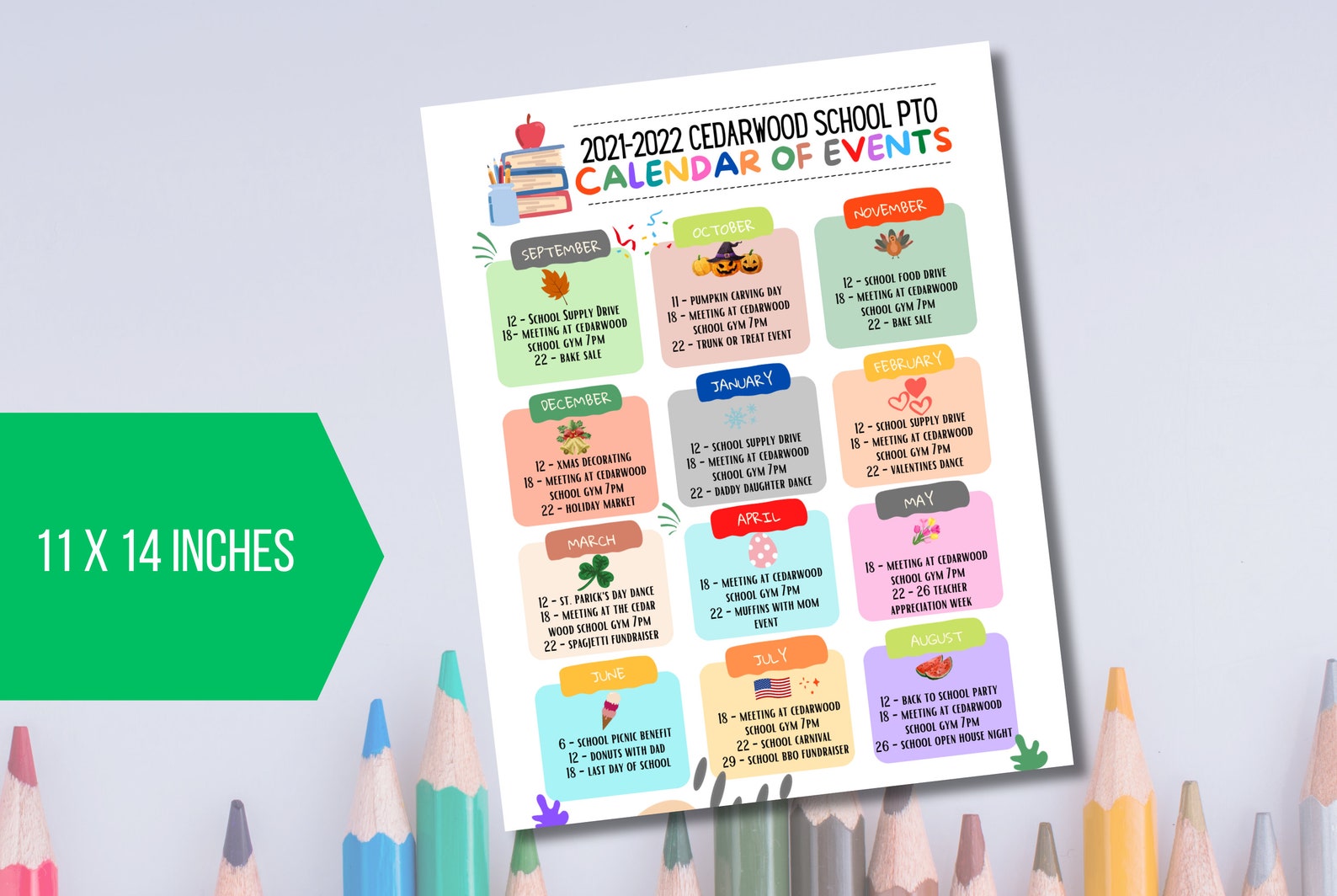 EDITABLE Monthly Event Calendar Flyer Template, Year at a Glance ...