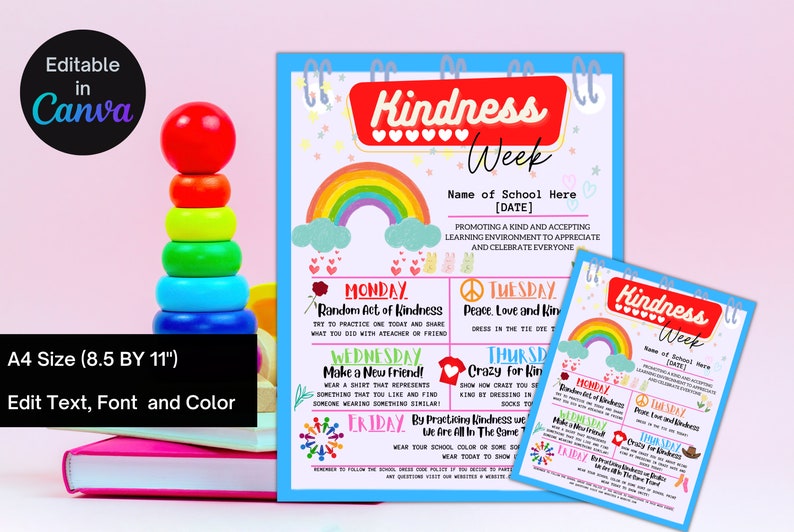 Kindness Week Itinerary Flyer Diversity Inclusion Printable - Etsy