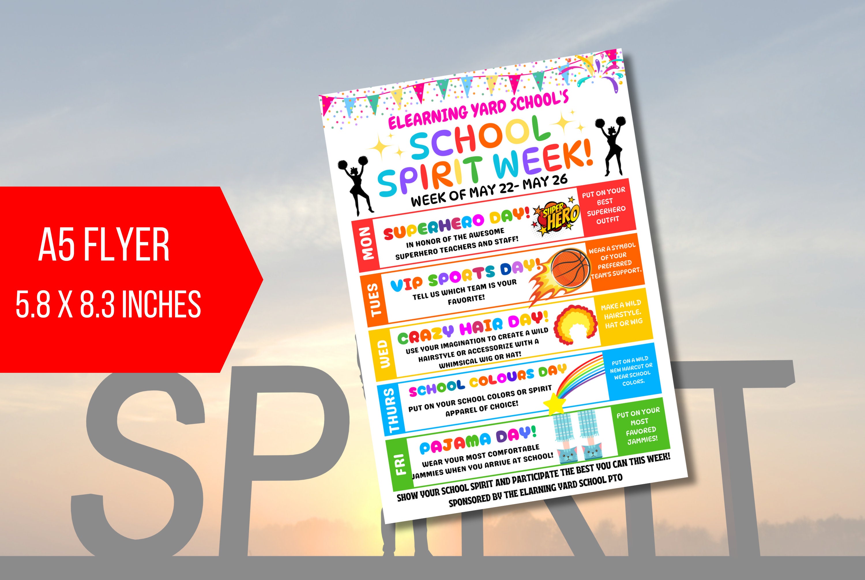 EDITABLE School Spirit Week Flyer, School Spirit Week Poster, Spirit ...