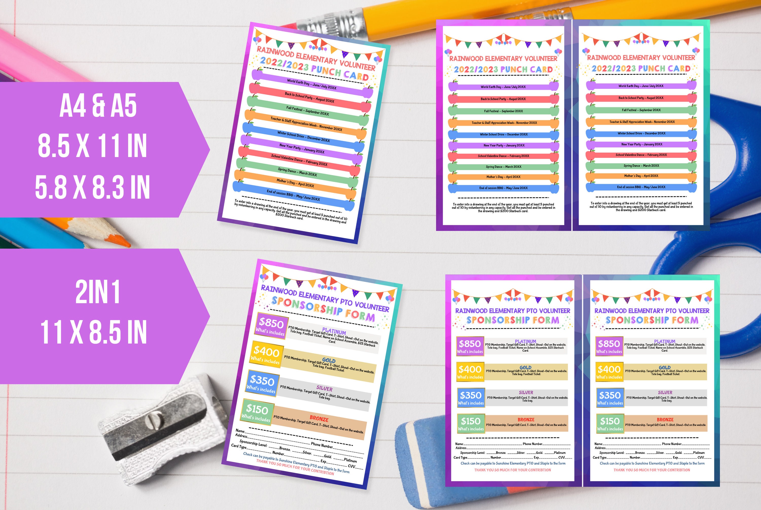 EDITABLE PTO Flyer Bundle, Printable School PTO Information Forms ...