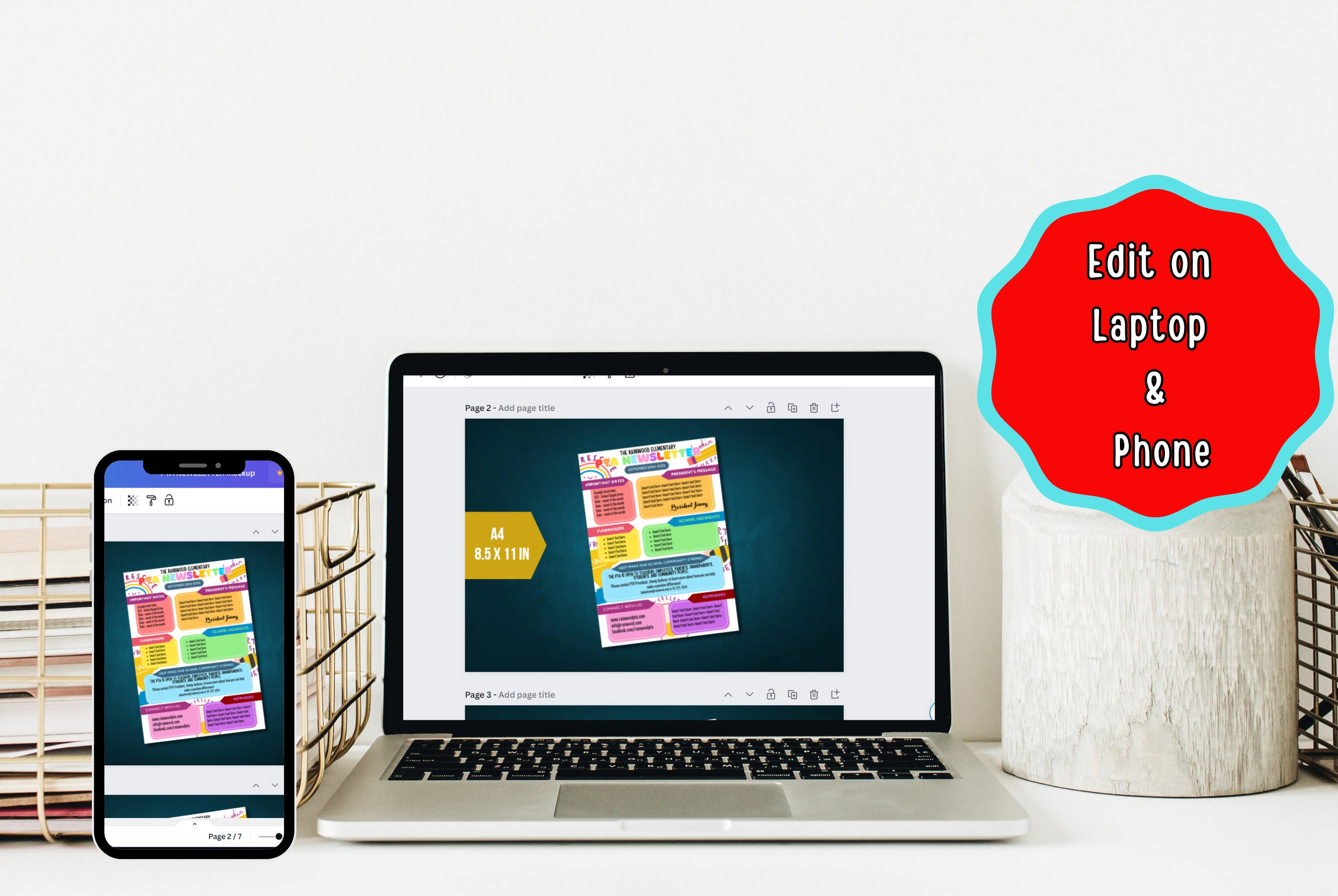 EDITABLE PTA Newsletter Template Flyer School Information - Etsy