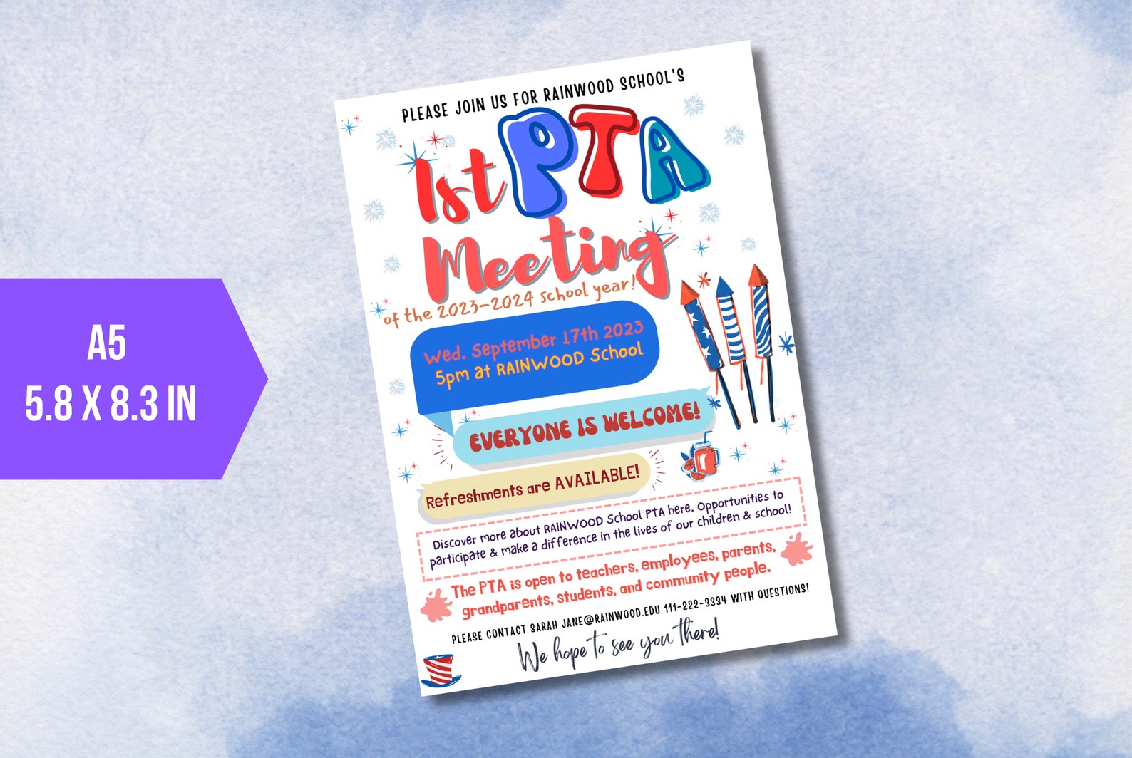 EDITABLE PTA Meeting Handout Flyer School Information Meeting - Etsy