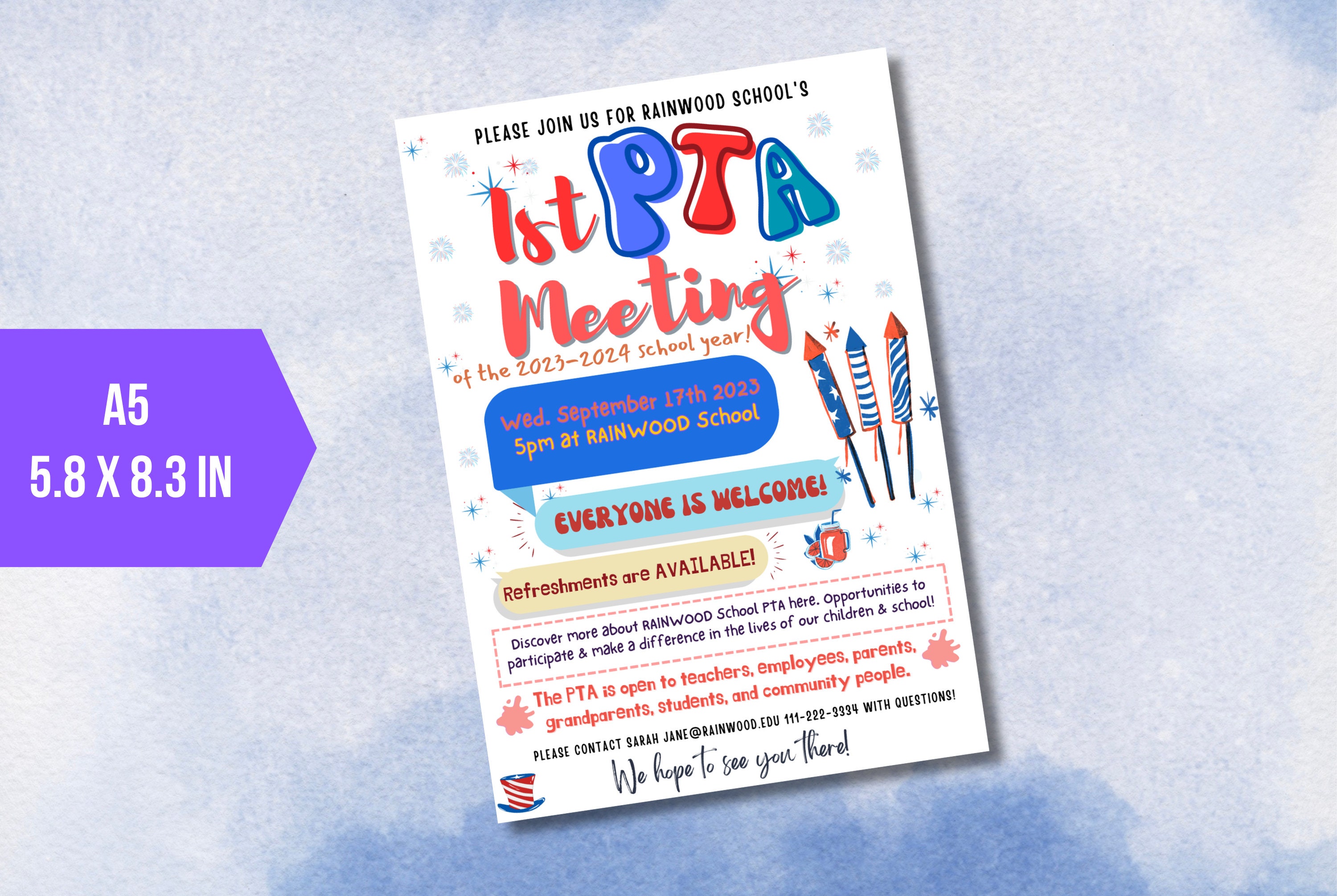 EDITABLE PTA Meeting Handout Flyer School Information Meeting - Etsy