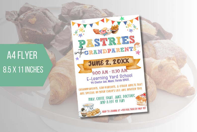 EDITABLE Pastries With Parents, PTA/PTO Breakfast School Fundraiser ...