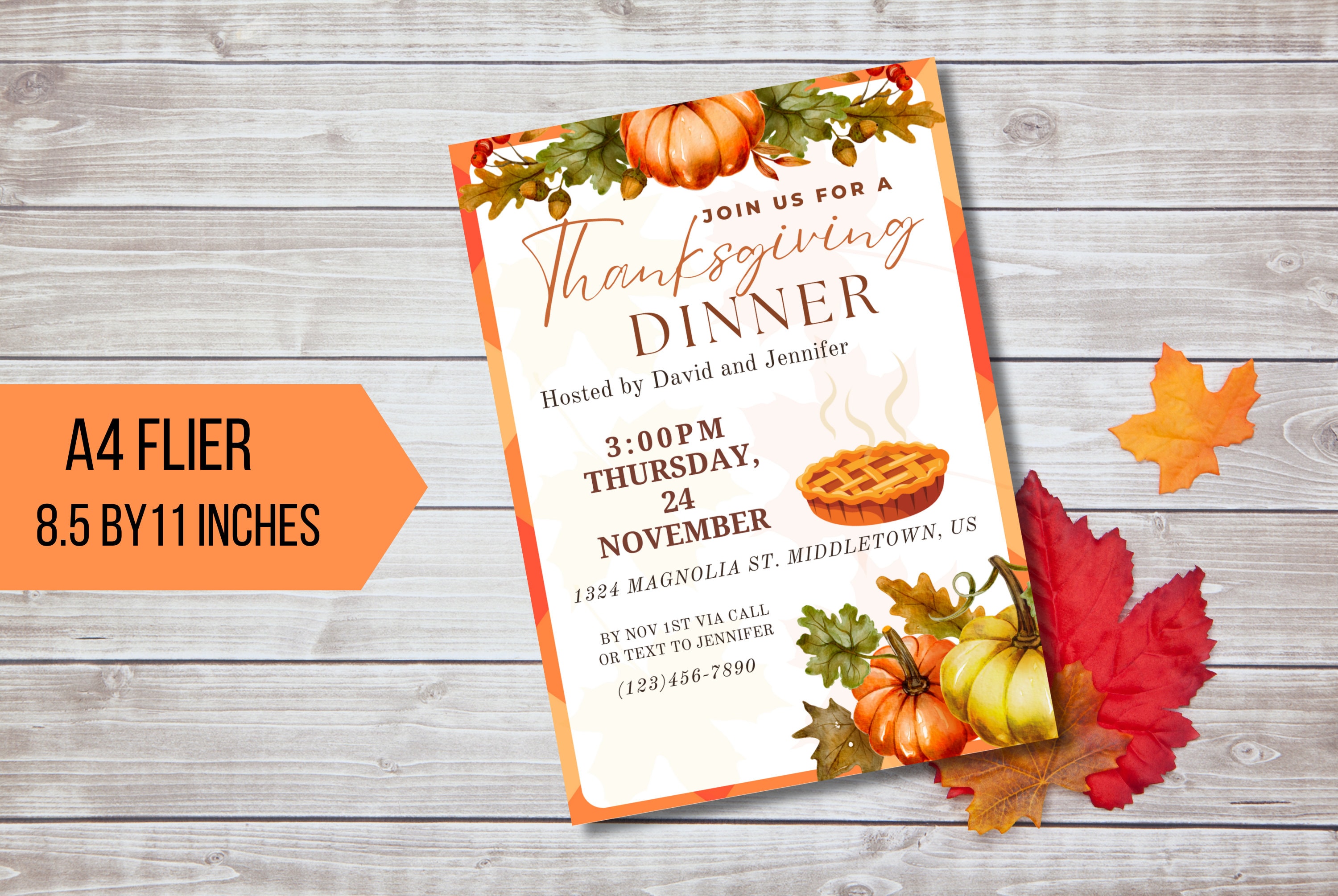 EDITABLE Thanksgiving Dinner Flyer Template Printable - Etsy