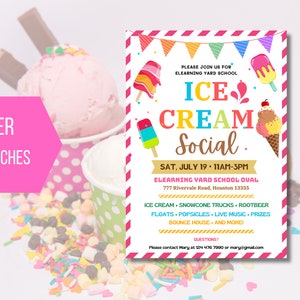 EDITABLE Ice Cream Social Flyer, School Appreciation Week, Ice Cream ...