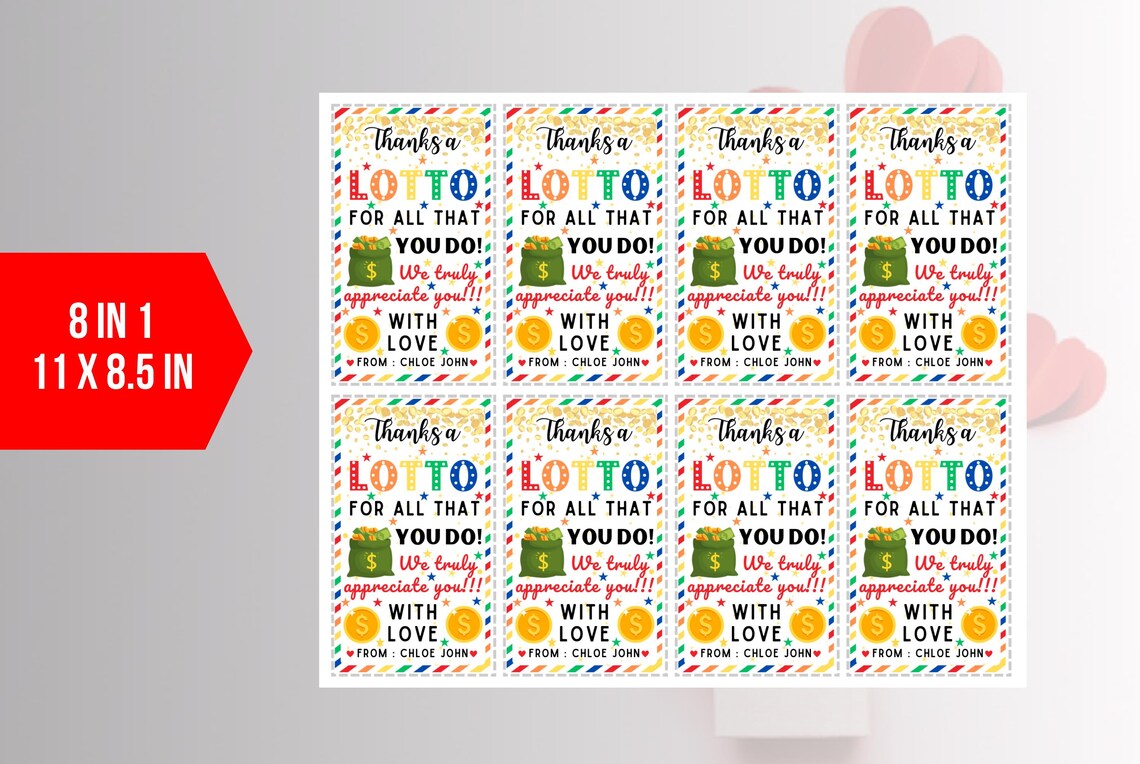 EDITABLE Thanks A Lotto Appreciation Gift Tag Template, Teacher Thank ...