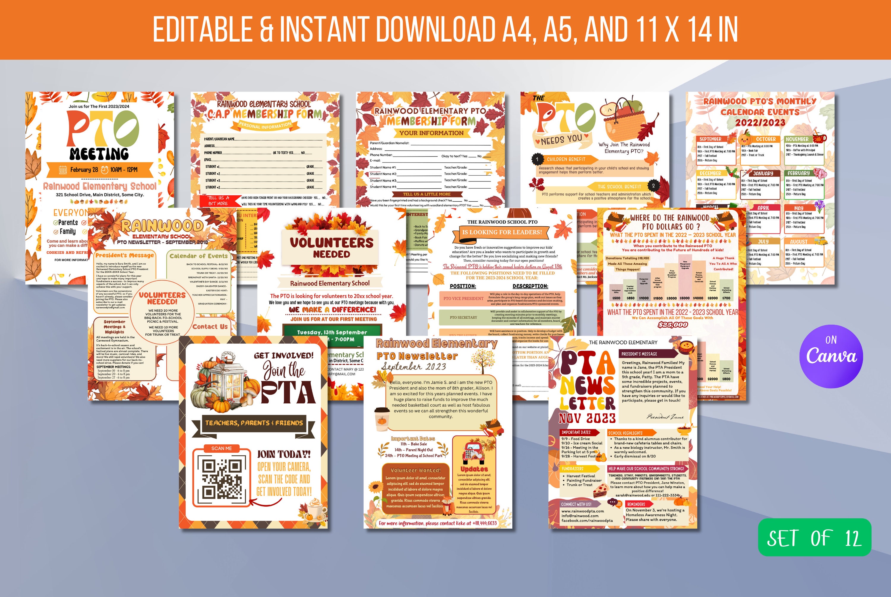 EDITABLE PTO Flyer Bundle Printable School PTO Information - Etsy