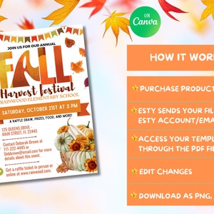 EDITABLE Fall Harvest Festival Invitation Flyer, School Event Harvest ...