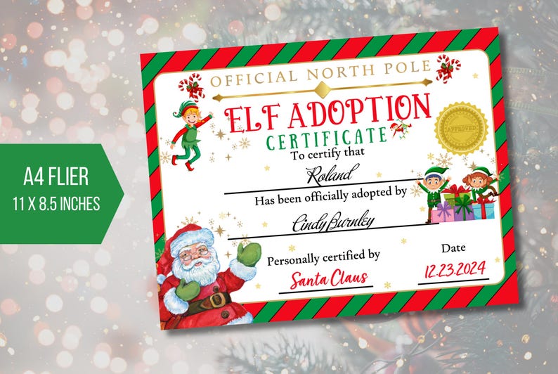 EDITABL Elf Adoption Certificate, Adopt an Elf Letter, North Pole ...