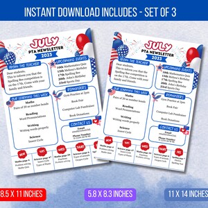 EDITABLE July Newsletter Template, Classroom Printable Handout Flyer ...