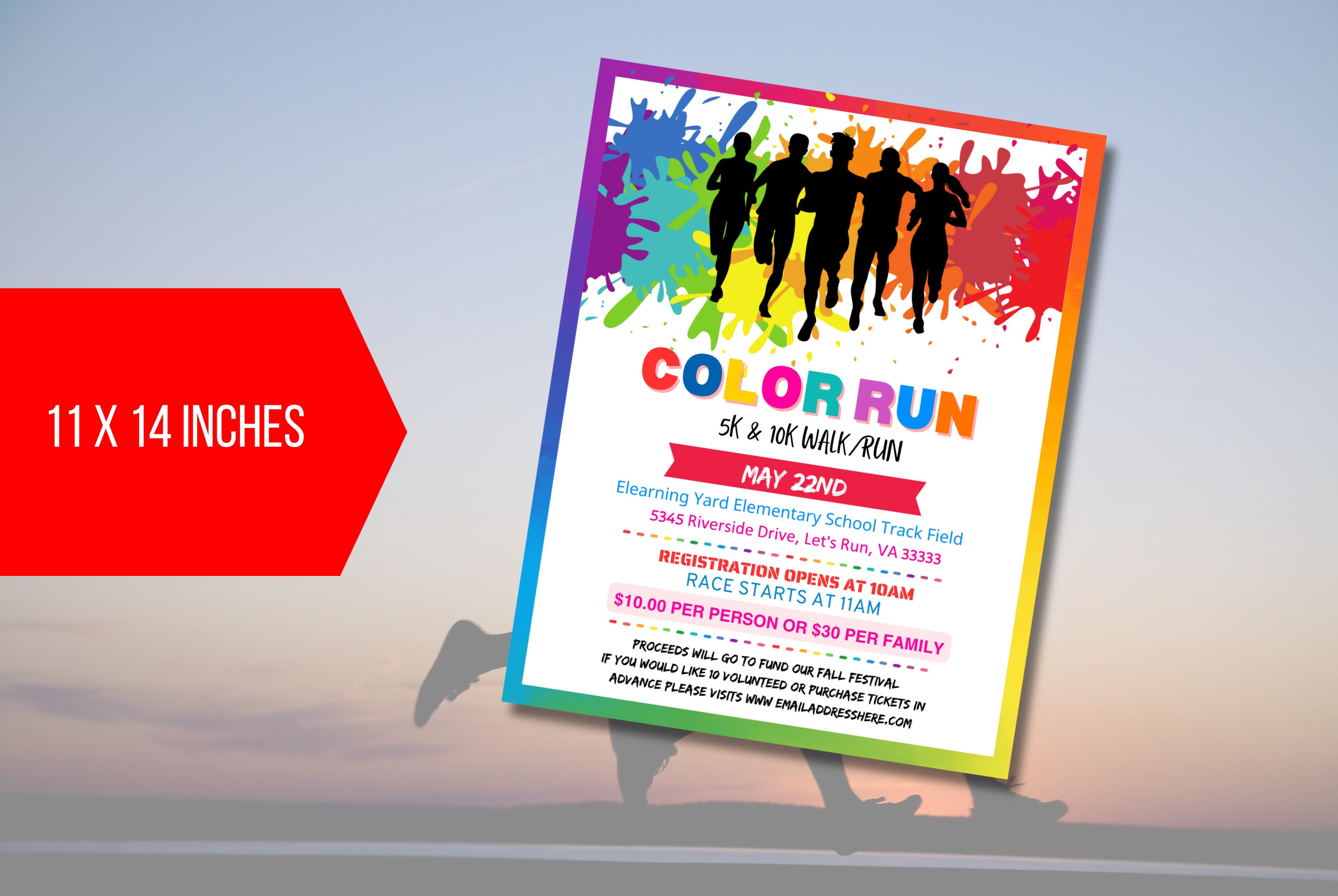 EDITABLE Color Run Invitation Flyer, School Community Fundraiser Event ...