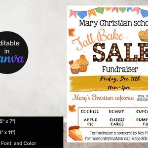 EDITABLE Fall Bake Sale Flyer, School Bake Sale Flyer, Church Fall Bake ...