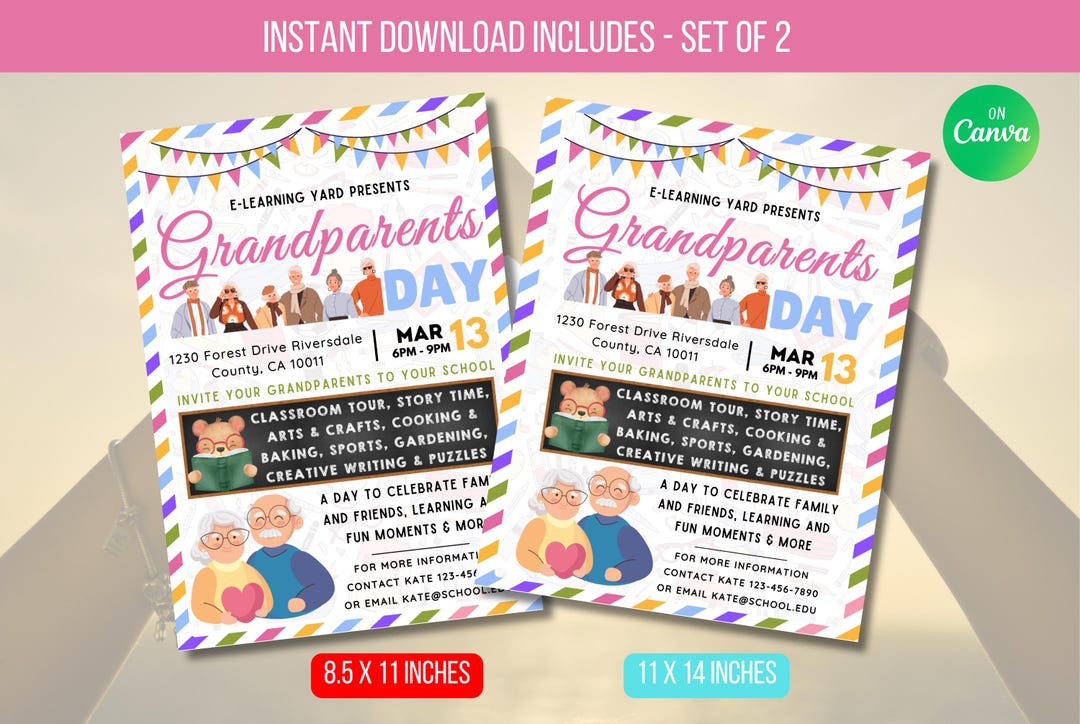 EDITABLE Grandparents Day Invite, Printable Grandparents Party ...