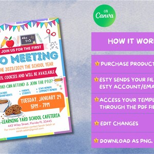 EDITABLE PTO Meeting Handout Flyer, School Fundraiser Event, Printable ...