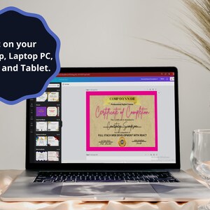 DIY Certificate of Completion Template, Pink Certificate, Gold ...