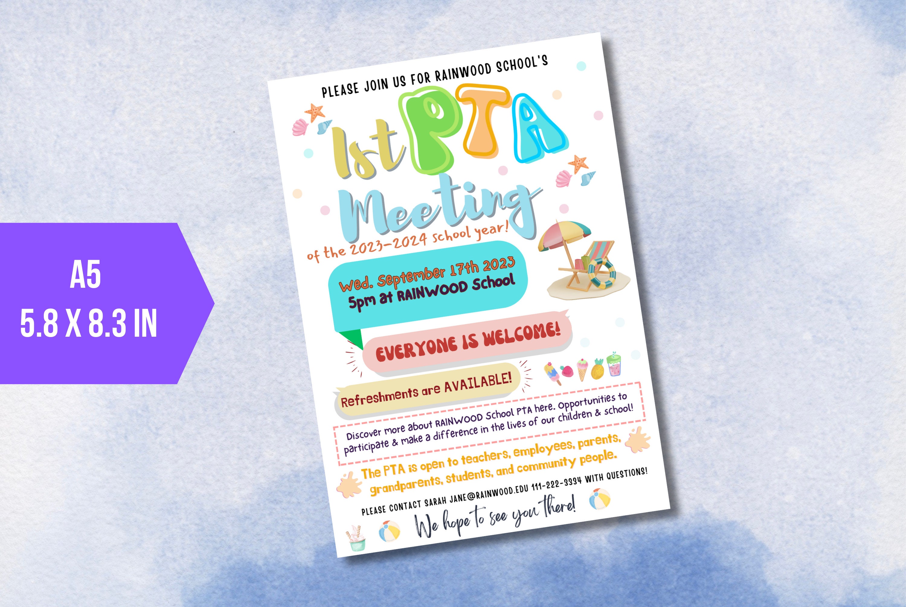 EDITABLE PTA Meeting Handout Flyer School Information Meeting - Etsy