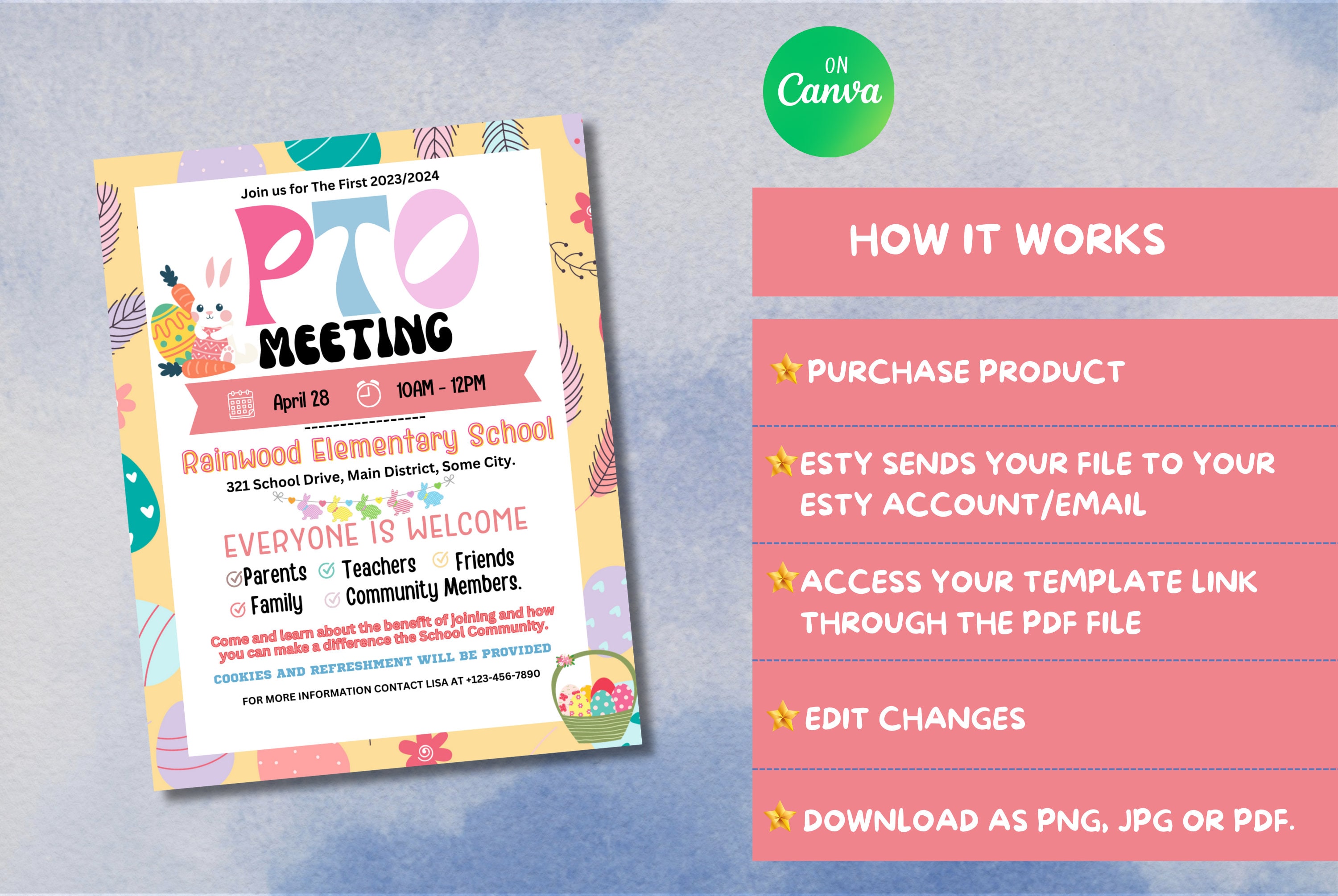 EDITABLE April PTO Meeting Handout Flyer, School Information Meeting ...