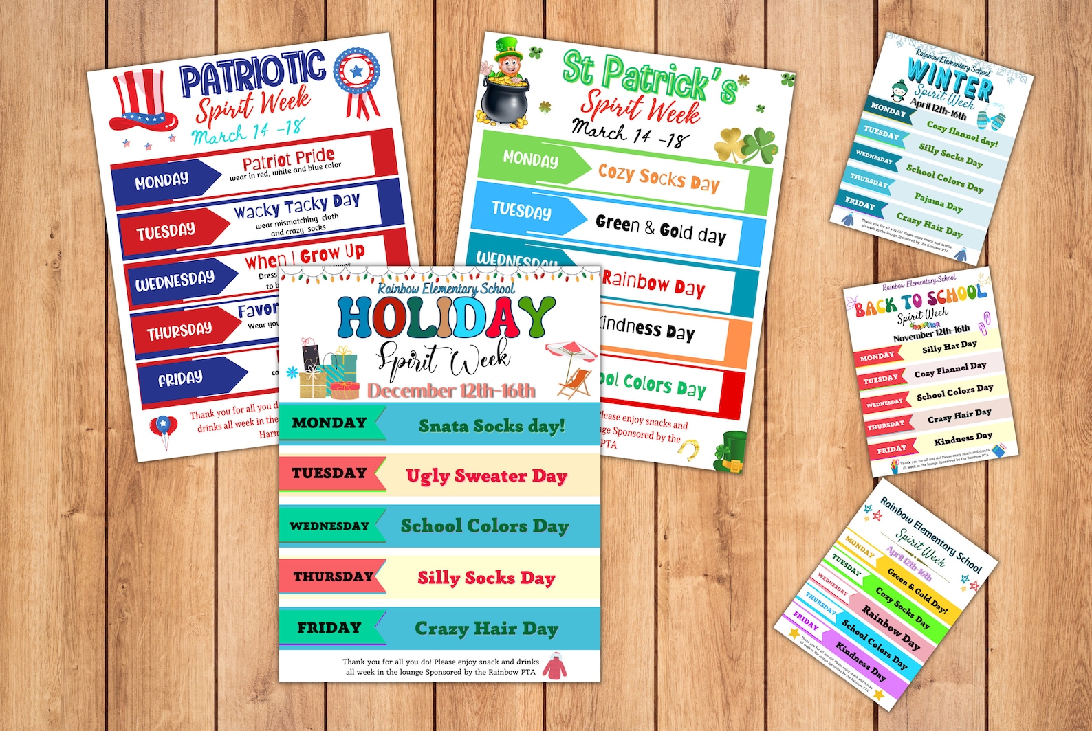Spirit Week Bundle. Spirit Week Flyers. Christmas Spirit Week - Etsy