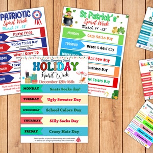 Spirit Week Bundle. Spirit Week Flyers. Christmas Spirit Week, Patriot ...