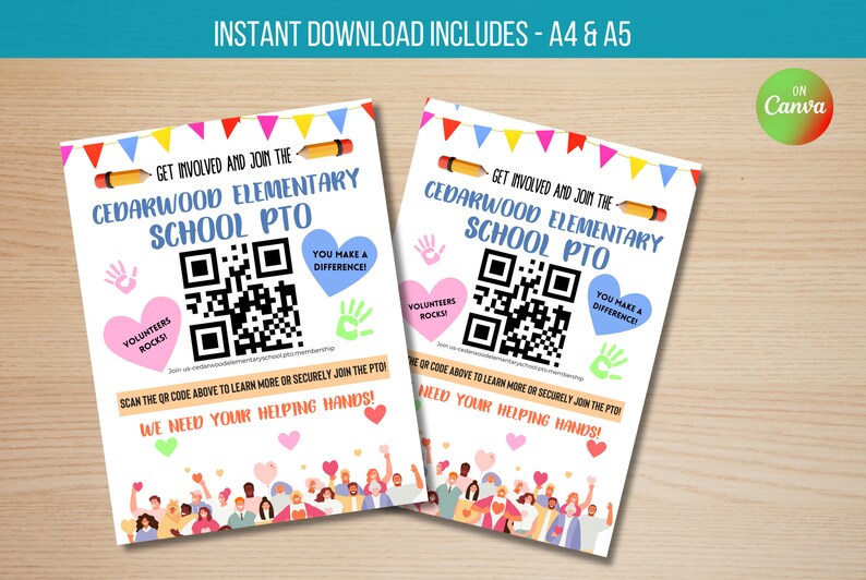 EDITABLE School Pto Pta Recruitment Flyer With QR Code - Etsy