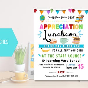 EDITABLE Teacher Staff Appreciation Luncheon Invitation Flyer ...