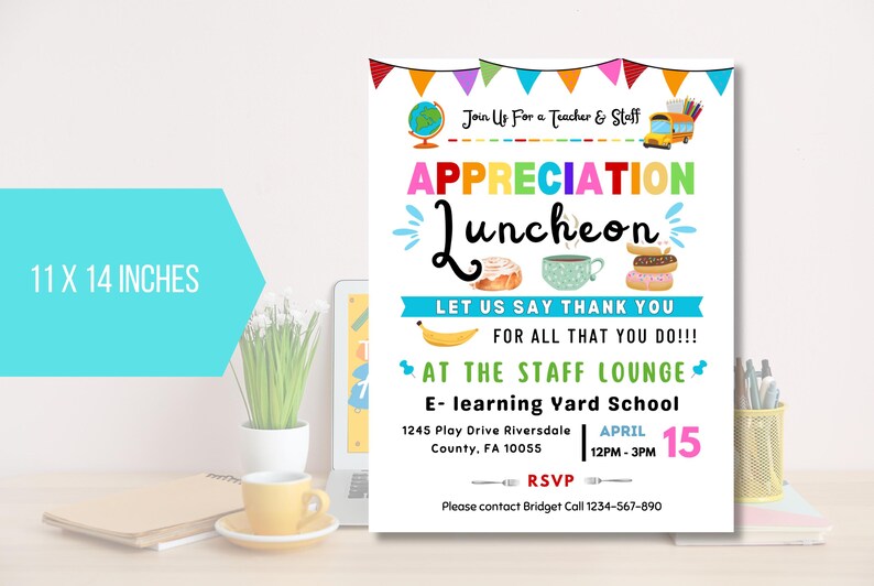 EDITABLE Teacher Staff Appreciation Luncheon Invitation Flyer ...