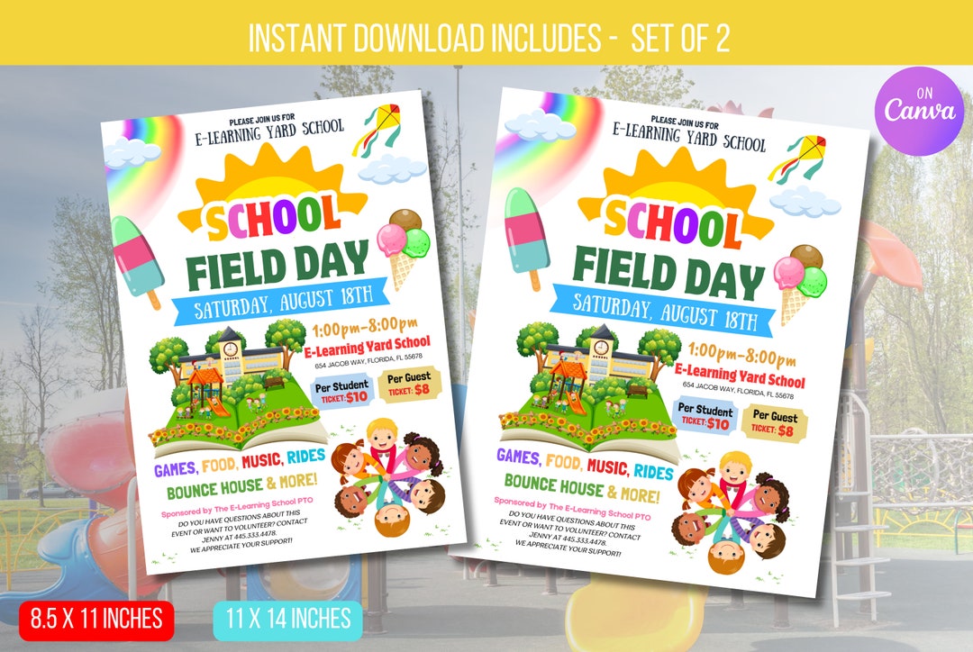 EDITABLE School Field Day Flyer, School Family Benefit Carnival ...