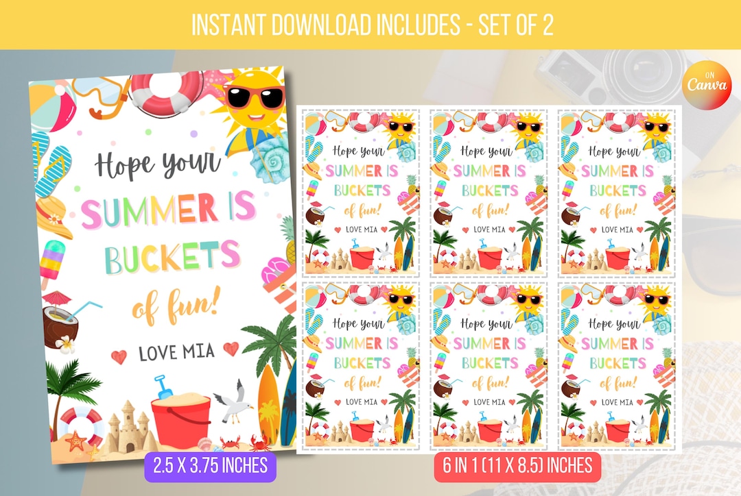 EDITABLE Hope Your Summer is Buckets of Gift Tag Template, End of ...