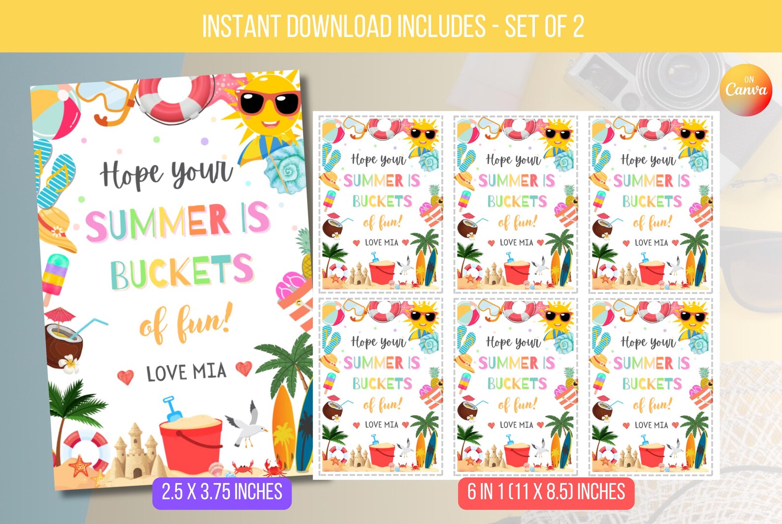 EDITABLE Hope Your Summer is Buckets of Gift Tag Template, End of ...