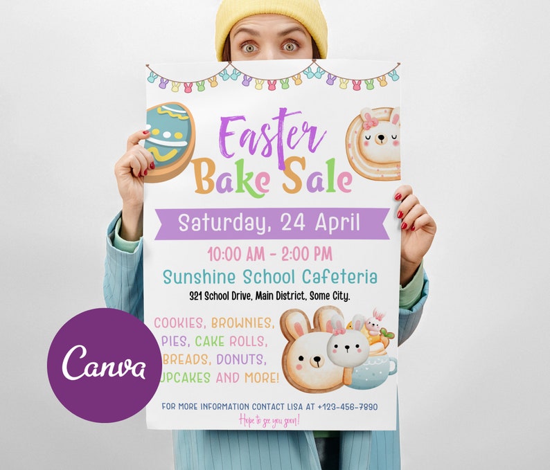 EDITABLE Easter Bake Sale Flyer Template, Printable Easter Event Flyer ...