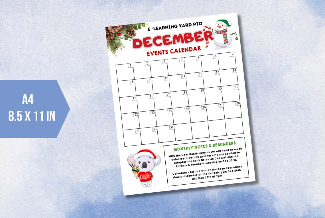 EDITABLE Monthly Event Calendar Flyer Template, Year at a Glance ...