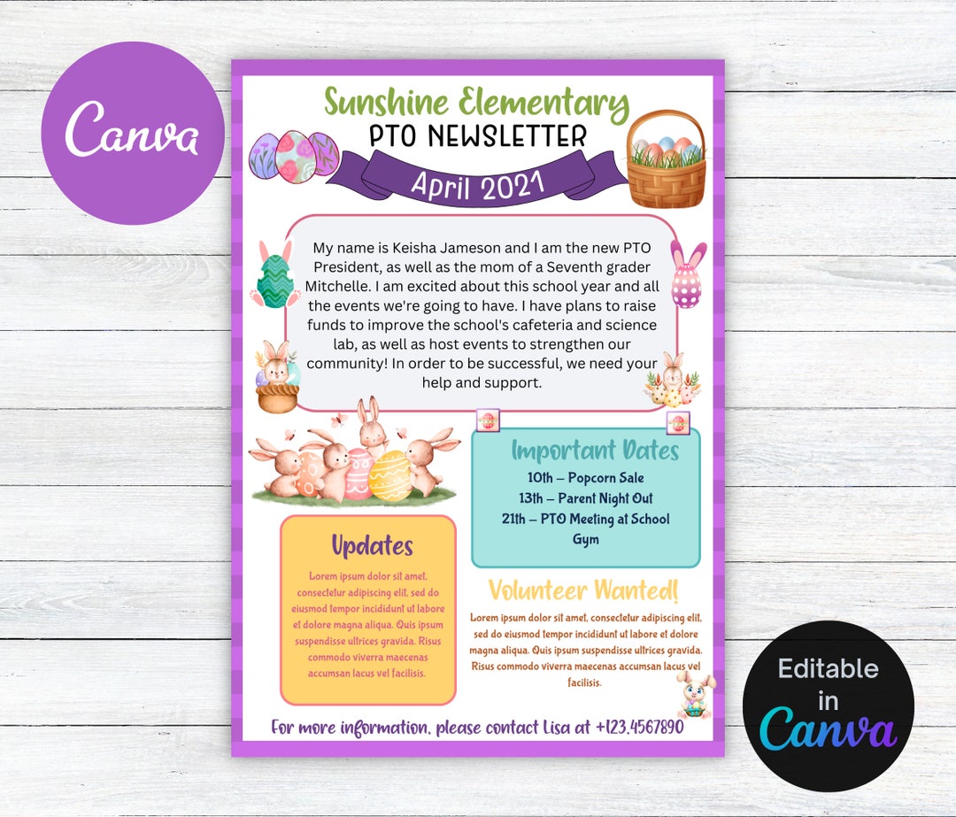 APRIL PTO Newsletter Flyer, School Easter Event Monthly Event, Why ...