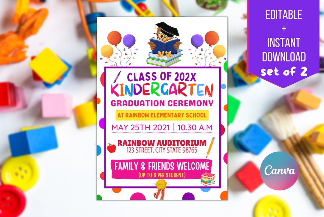 Kindergarten Graduation Invitation, Editable Kindergarten Graduation ...