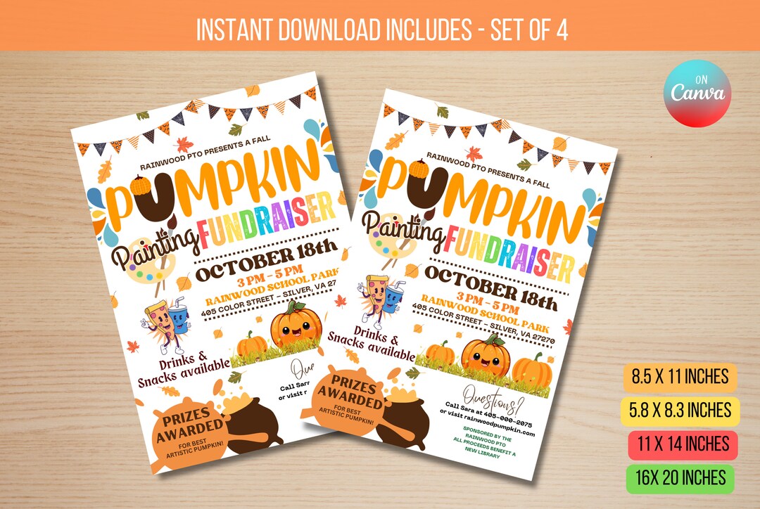 EDITABLE Pumpkin Painting Fundraiser Invitation Flyer, School Event ...