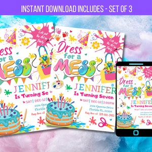 EDITABLE Birthday Invitation, Dress for A Mess Birthday Party Invite ...