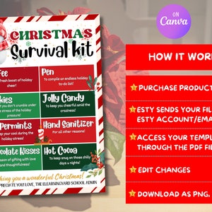 EDITABLE Christmas Survival Kit Template, Christmas Thank You Gift ...