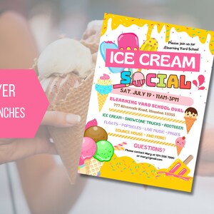 EDITABLE Ice Cream Social Flyer, School Appreciation Week, Ice Cream ...