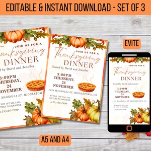 EDITABLE Thanksgiving Dinner Flyer Template, Printable Thanksgiving ...