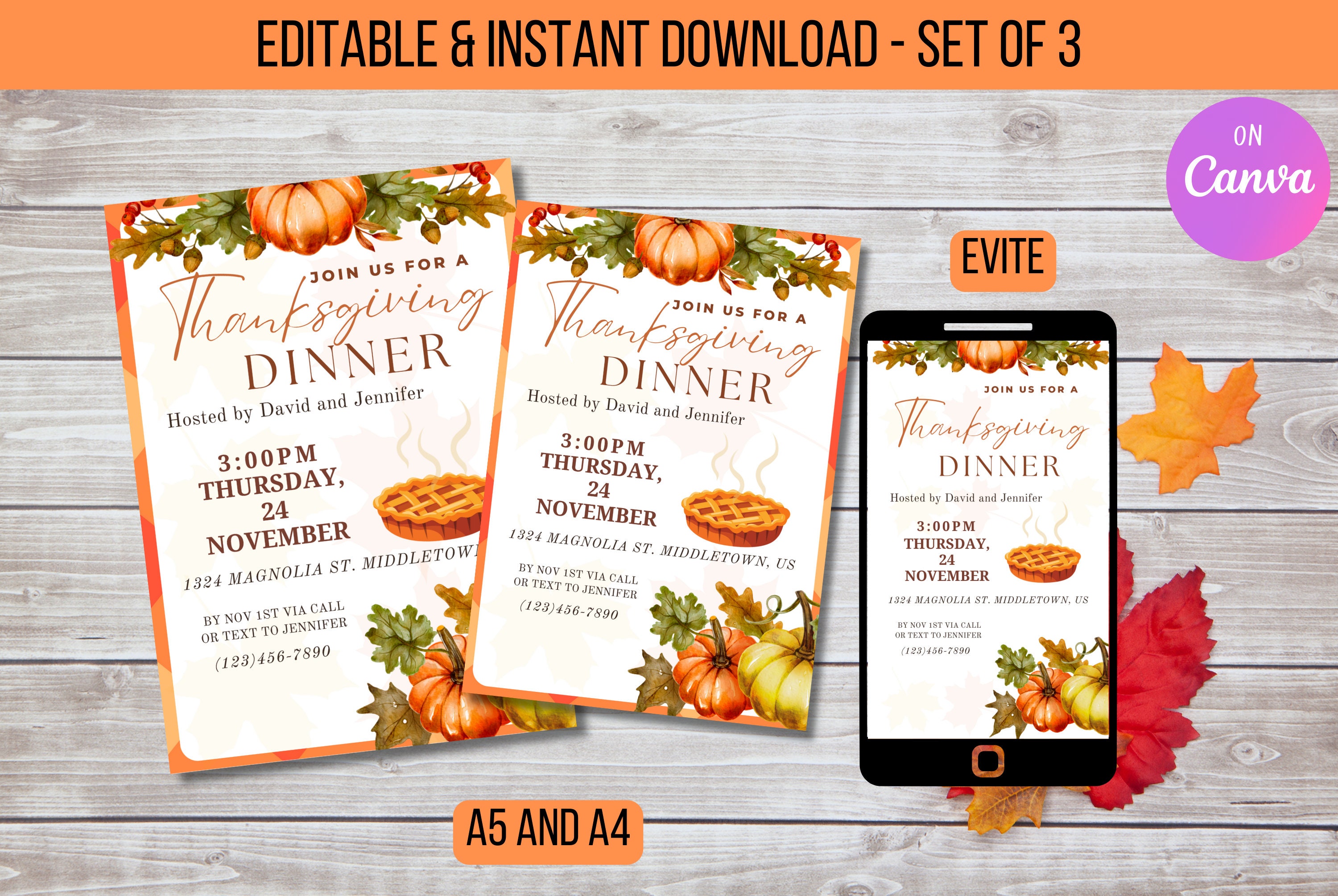 EDITABLE Thanksgiving Dinner Flyer Template, Printable Thanksgiving ...